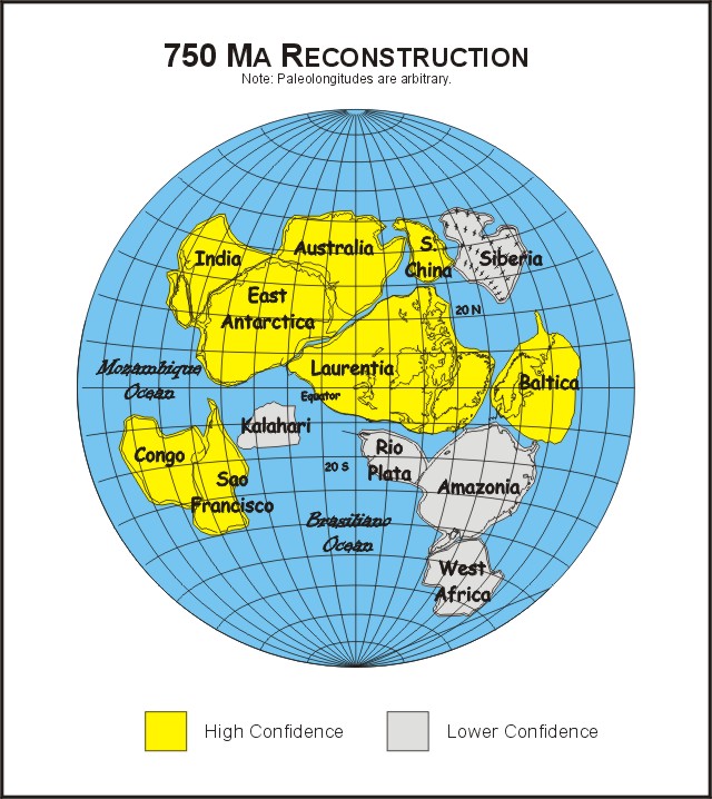 Rodinia - o Supercontinente do Proterozóico - 750 Ma Reconstruction ...